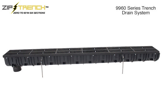 12" Wide Trench Drain, Pre-Sloped Polypropylene - 9960 Zip Trench™ - Jay R. Smith Mfg. Co.